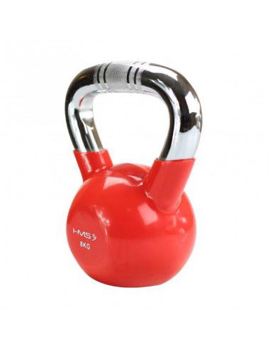 Kettlebell cast iron knurled chrome handle HMS KTC06 RED